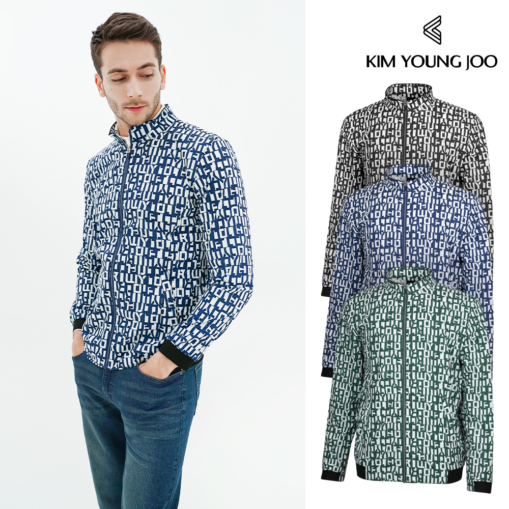 핫딜 김영주 남성 골프웨어 봄 가을 로고 프린트 스판 경량 바람막이 자켓 스포츠 방수 방풍 점퍼 딜팡 골프용품 전문쇼핑몰